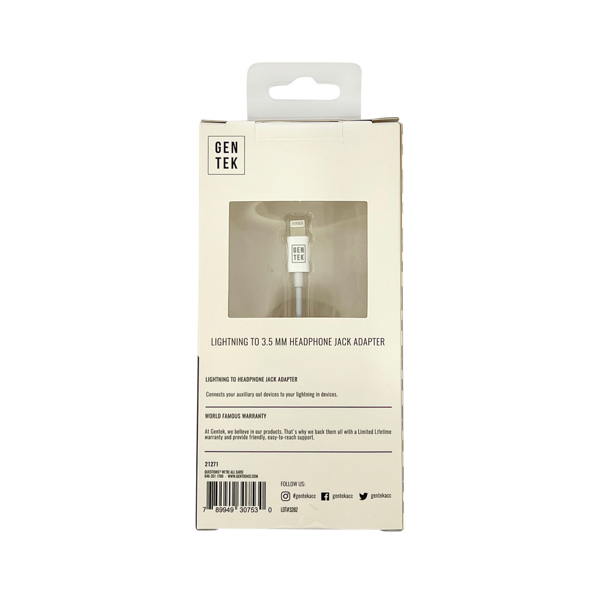 Gen Tek Lightning to 3.5mm Headphone Jack Adapter