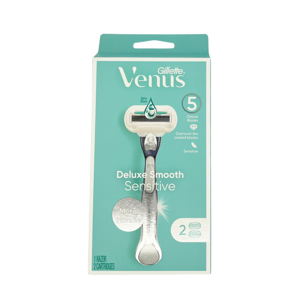 Gillette Venus 5 Blade Deluxe Smooth Sensitive 1 Razor 2 Cartridges
