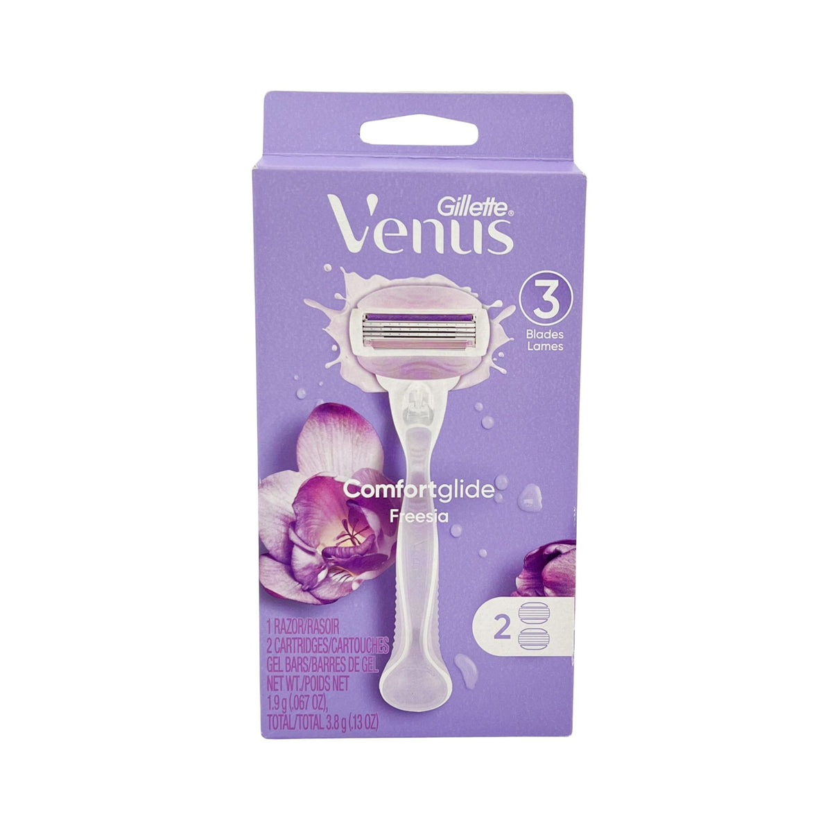 Gillette Venus Comfort Glide Freesia 3 blades 1 Razor 2 Cartridge