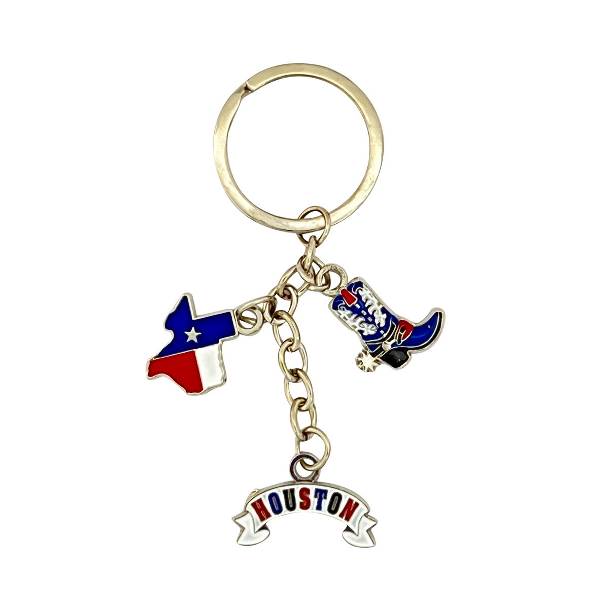 Houston Texas Map Boot Keychain