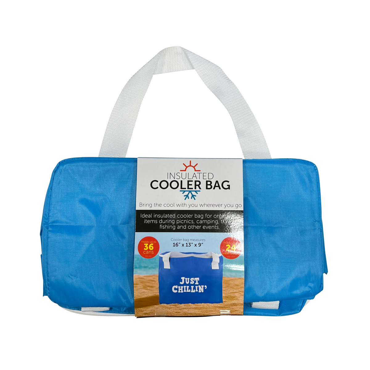 Insulated Cooler Bag 16x13x9 - Blue/White